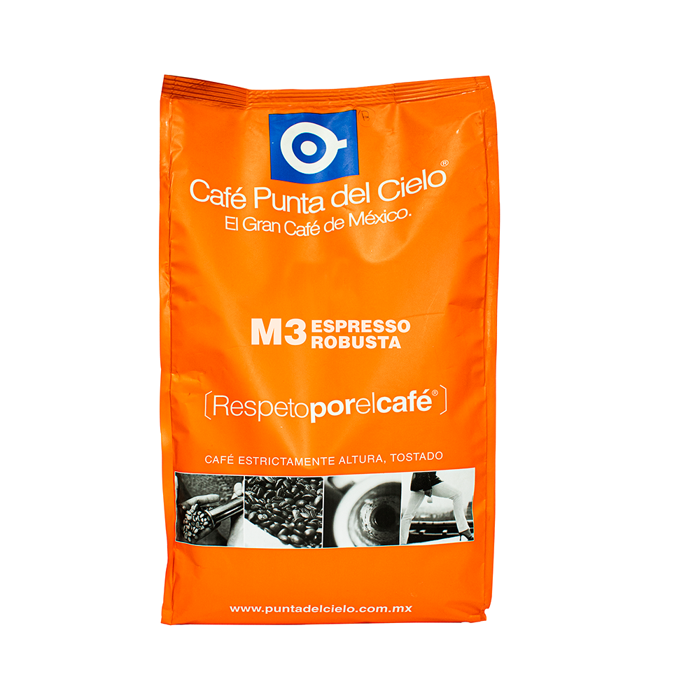 Bolsa de Café en grano M3 Espresso Robusta 500 gr – Café Punta del Cielo